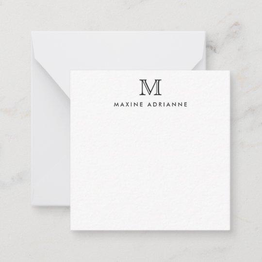 Monogram Black Professional Classic Formal Elegant Note Card | Zazzle.com