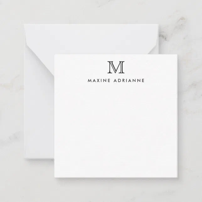Monogram Black Professional Classic Formal Elegant Note Card | Zazzle