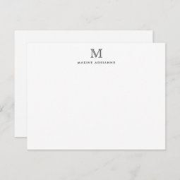Monogram Black Simple Classic Formal Elegant Note Card | Zazzle