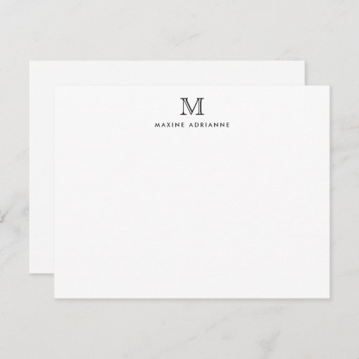Monogram Black Simple Classic Formal Elegant Note Card | Zazzle