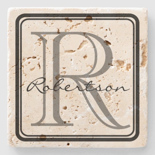 Monogram Black Square Coaster | Zazzle.com