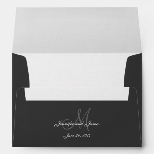Monogram Black Wedding Invitation Envelopes | Zazzle