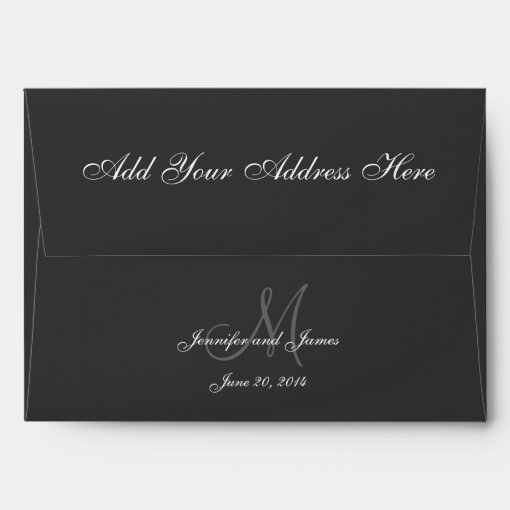 Monogram Black Wedding Invitation Envelopes | Zazzle