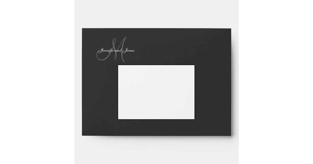 Monogram Black Wedding Invitation Envelopes | Zazzle