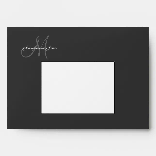 Monogram Black Wedding Invitation Envelopes | Zazzle