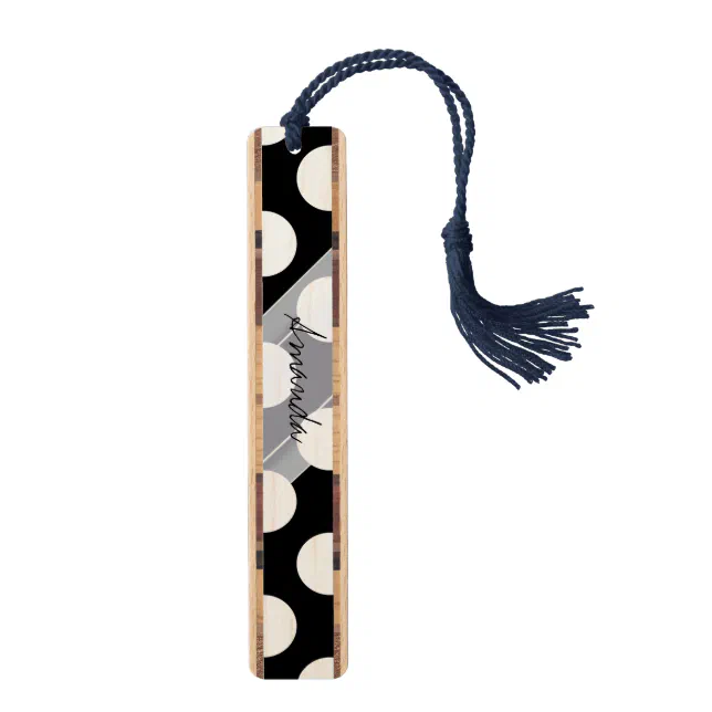 Monogram Black White Chic Polka Dot Pattern Bookmark | Zazzle