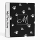 Monogram | Black & White Cute Puppy Dog Paw Print Mini Binder | Zazzle