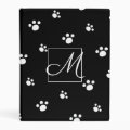 Monogram | Black & White Cute Puppy Dog Paw Print Mini Binder | Zazzle