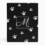 Monogram | Black & White Cute Puppy Dog Paw Print Mini Binder | Zazzle