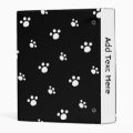 Monogram | Black & White Cute Puppy Dog Paw Print Mini Binder | Zazzle