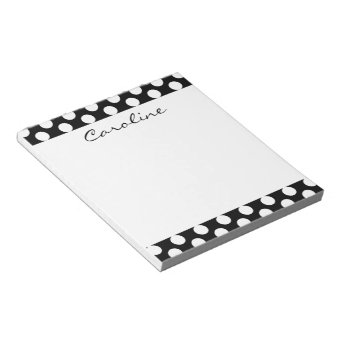 Monogram Black White Trendy Fun Polka Dot Pattern Notepad | Zazzle