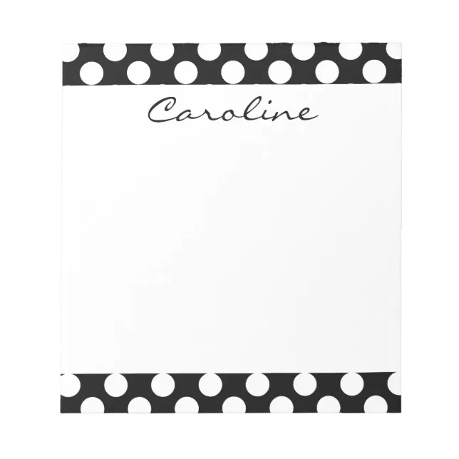 Monogram Black White Trendy Fun Polka Dot Pattern Notepad | Zazzle