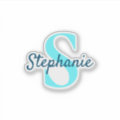 Monogram Blue Aqua Personalized Sticker | Zazzle