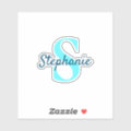 Monogram Blue Aqua Personalized Sticker | Zazzle