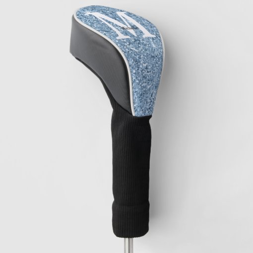 Monogram Blue Glitter Golf Head Cover | Zazzle