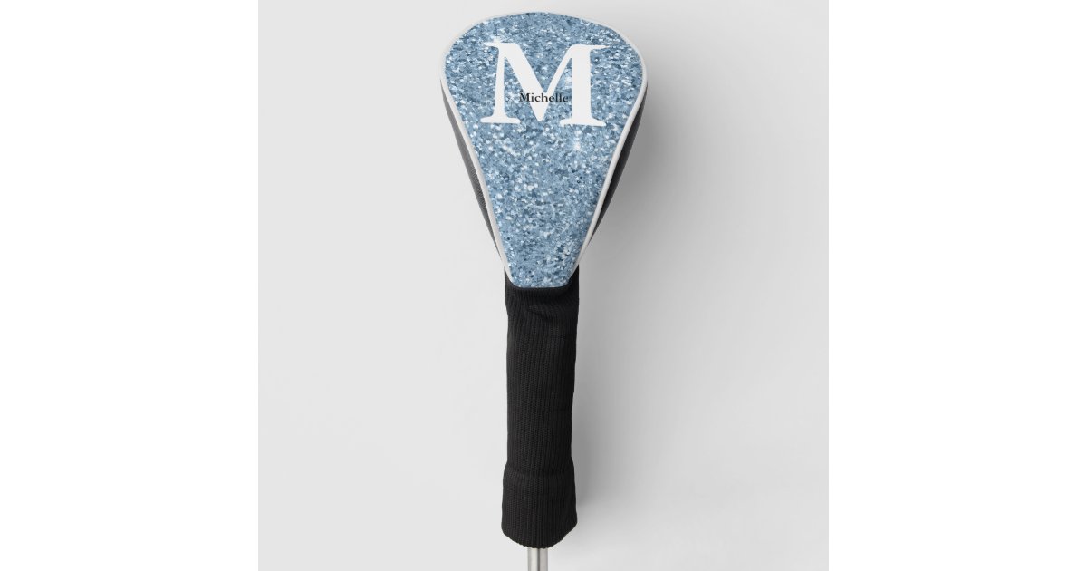 Monogram Blue Glitter Golf Head Cover | Zazzle