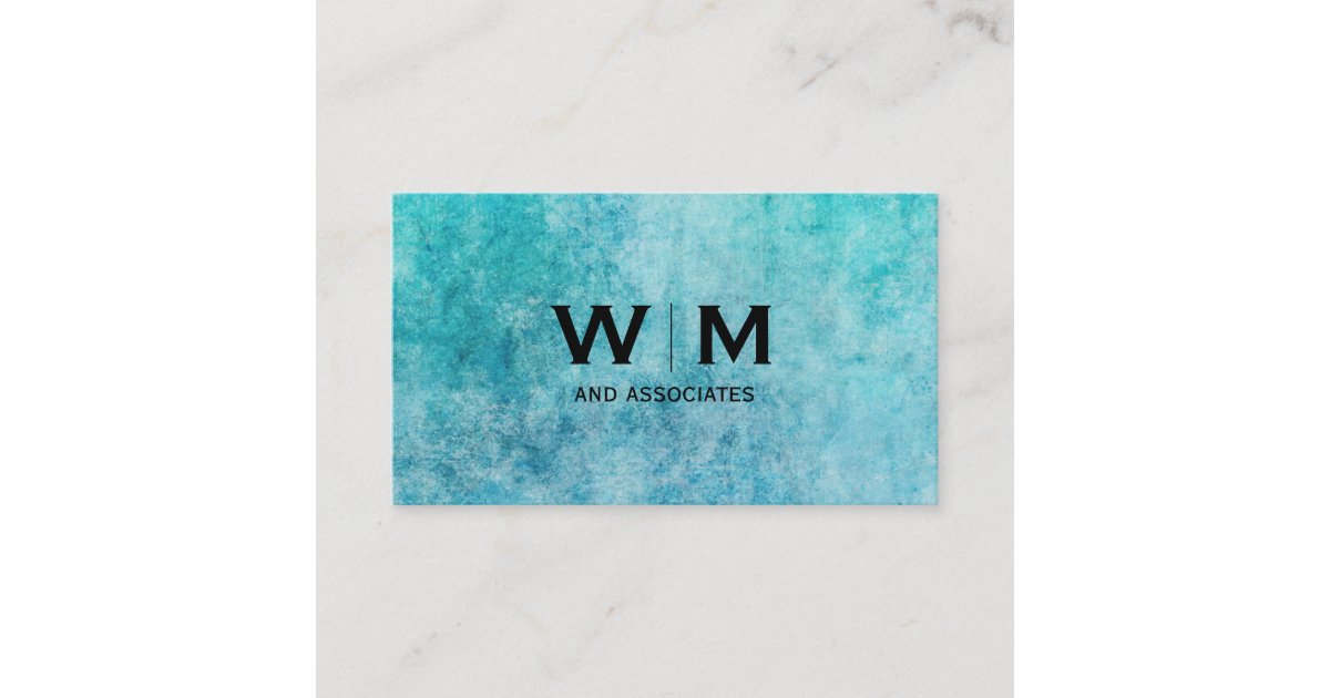 Monogram | Blue Texture | Simple Business Card | Zazzle