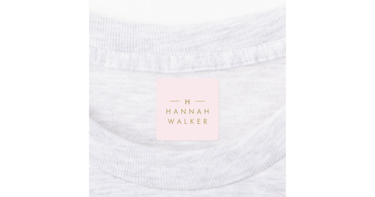 Monogram Blush Pink | Elegant Chic Gold Clothing Labels | Zazzle
