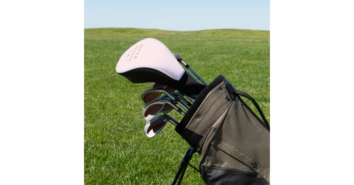 Monogram Blush Pink | Elegant Gold Minimalist Golf Head Cover | Zazzle