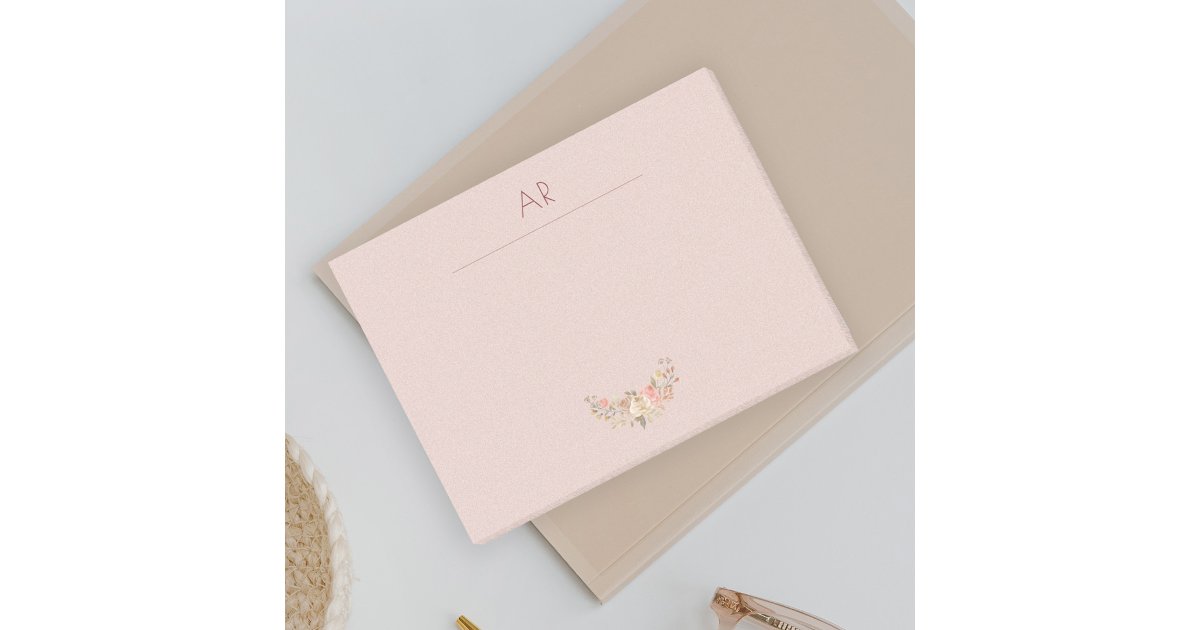 Monogram blush pink floral personalized post-it notes | Zazzle