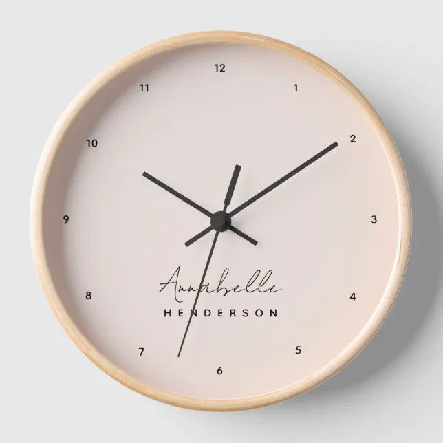 Monogram Blush Pink | Modern Minimalist Feminine Clock | Zazzle