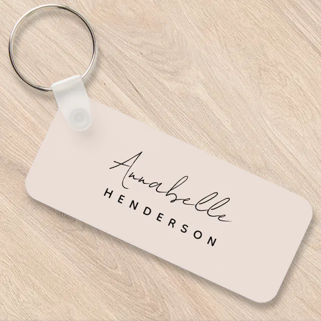 Monogram Blush Pink | Modern Minimalist Feminine Keychain | Zazzle