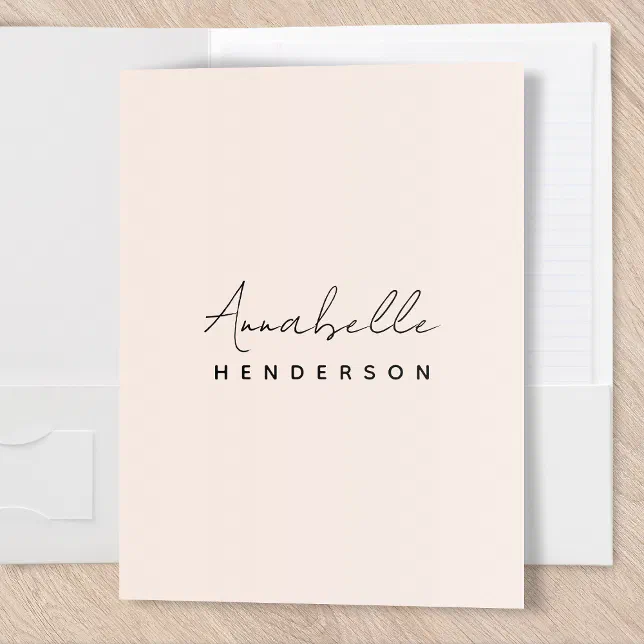 Monogram Blush Pink | Modern Minimalist Feminine Pocket Folder | Zazzle