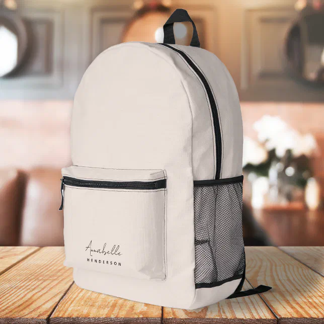 Monogram Blush Pink | Modern Minimalist Feminine Printed Backpack | Zazzle