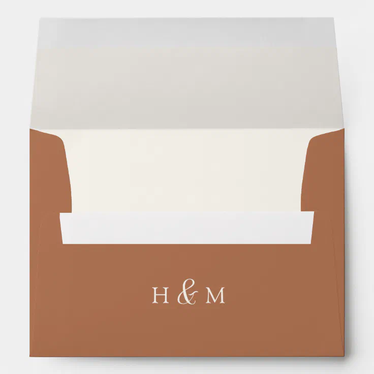 Monogram Bohemian Burnt Orange Return Address Enve Envelope | Zazzle