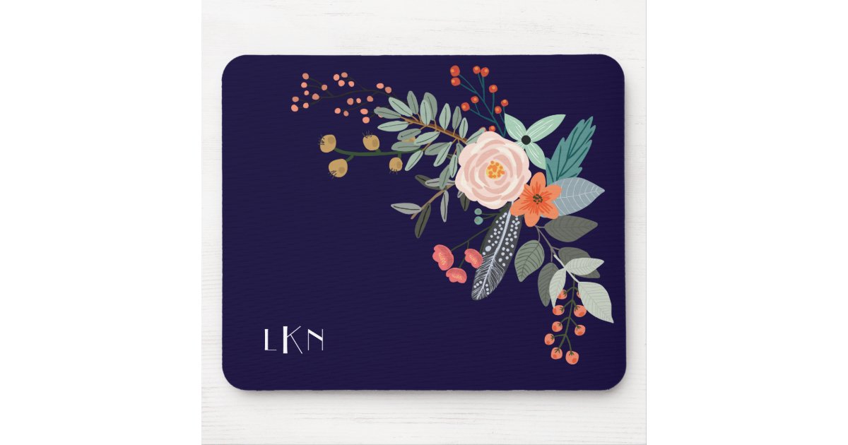 Monogram Botanical Mouse Pad | Zazzle
