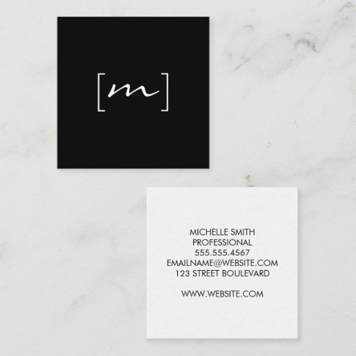 Monogram Bracket Square Business Card | Zazzle