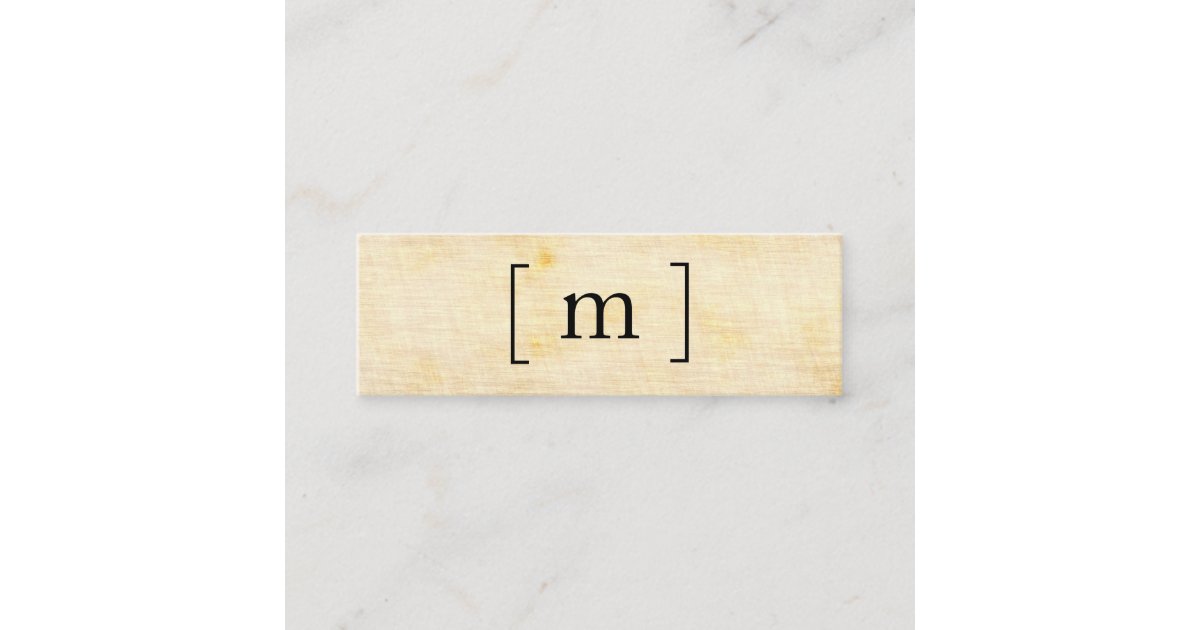 Monogram Bracket / Vintage Texture Mini Business Card | Zazzle