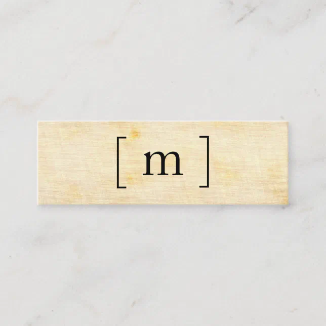 Monogram Bracket / Vintage Texture Mini Business Card | Zazzle