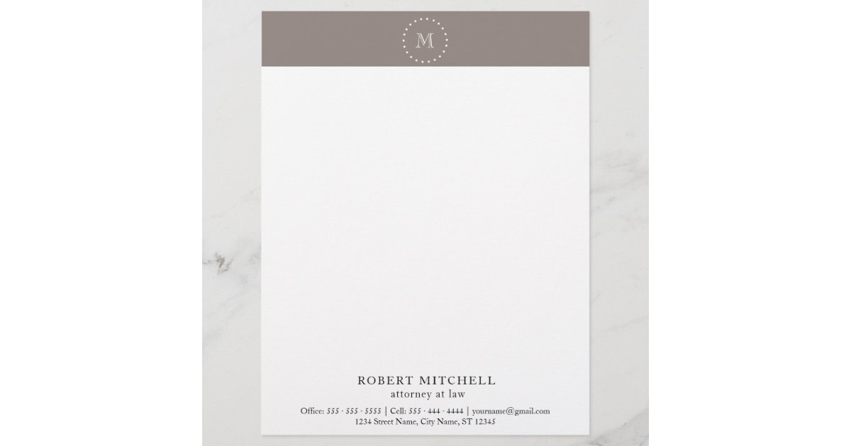 Monogram Brown Elegant Professional Letterhead | Zazzle
