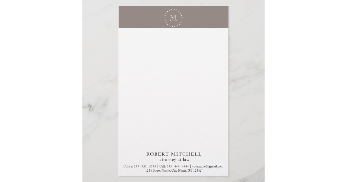 Monogram Brown Elegant Professional Stationery | Zazzle