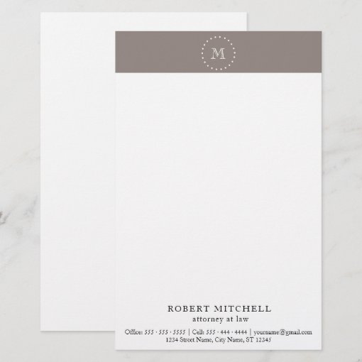Monogram Brown Elegant Professional Stationery | Zazzle