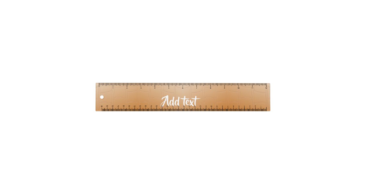 Monogram brown leather textured ruler | Zazzle
