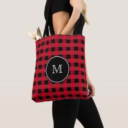 Monogram Buffalo Check Tote Bag | Zazzle