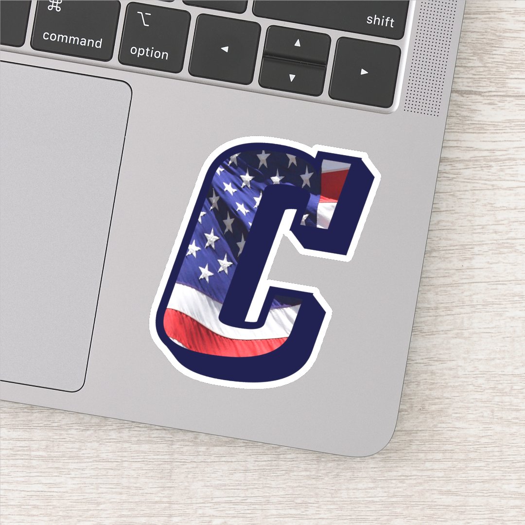 Monogram C American Flag Letter C Initial USA Sticker | Zazzle