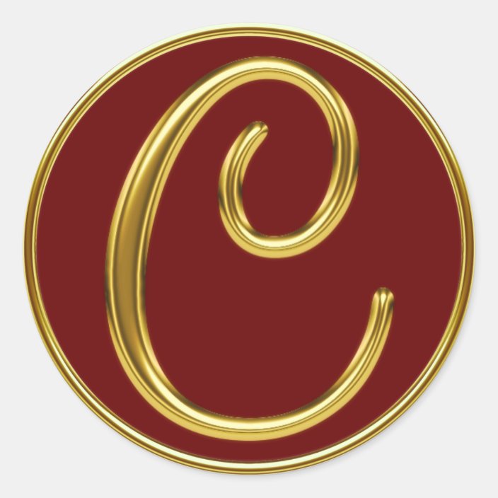 Monogram C in 3D gold Classic Round Sticker | Zazzle.com