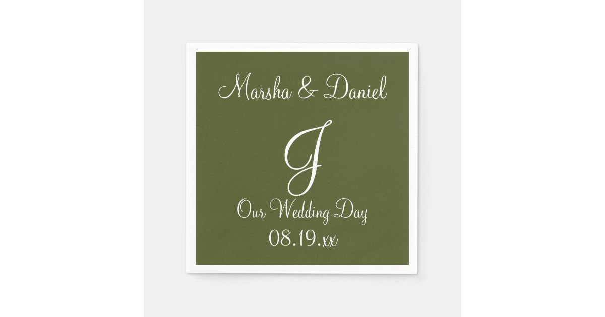 Monogram Camo Green Simple Single Color Paper Napk Napkins | Zazzle