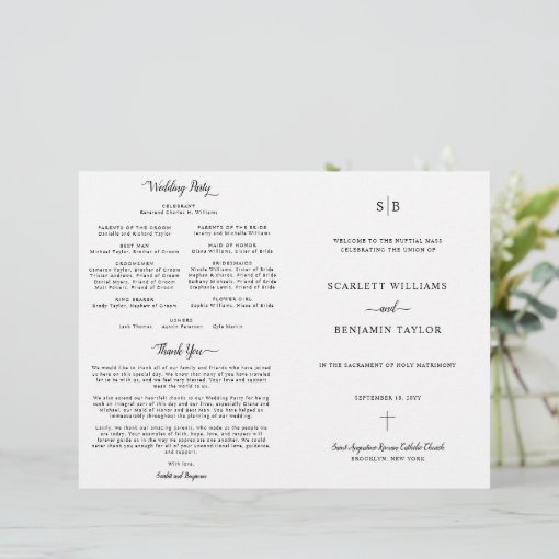 Monogram Catholic Wedding with Full Mass Program | Zazzle