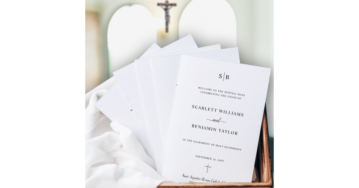 Monogram Catholic Wedding with Full Mass Program | Zazzle