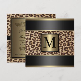 Monogram Cheetah, Leopard Wedding Invitation | Zazzle