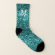 Monogram Chunky Glitter Sequin Turquoise Socks | Zazzle