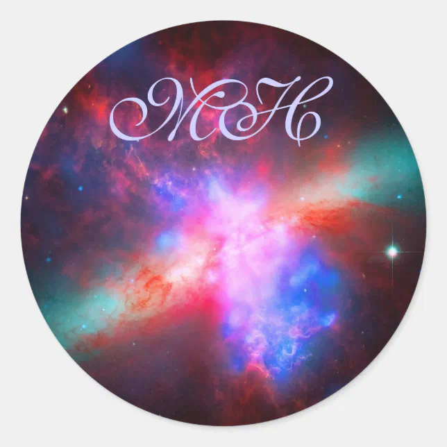 Monogram - Cigar Galaxy - Messier 82 Classic Round Sticker | Zazzle