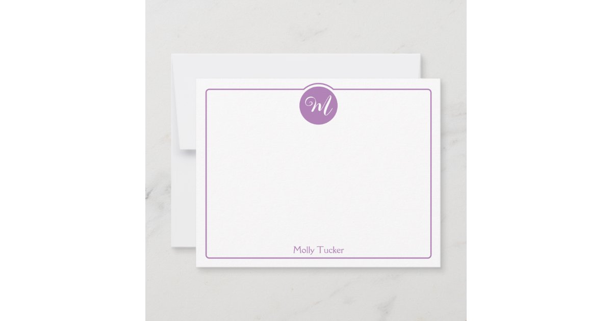 Monogram Circle Trendy Script Girly Note Card | Zazzle