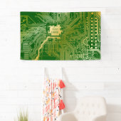 Monogram Circuit Motherboard Electronics Chip Tech Banner | Zazzle