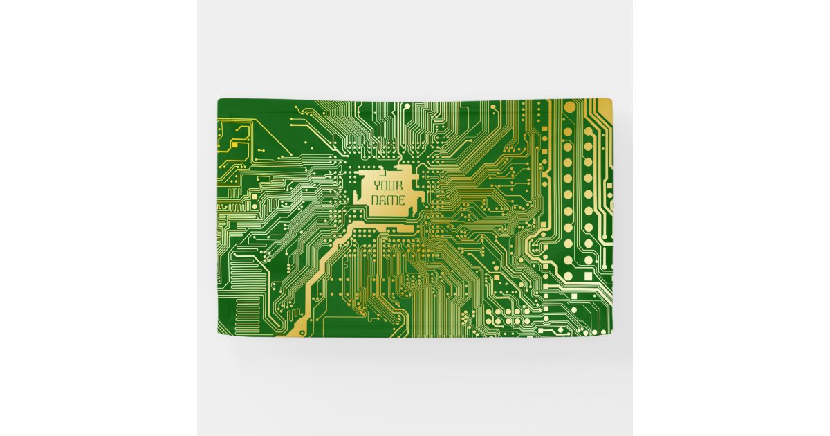 Monogram Circuit Motherboard Electronics Chip Tech Banner | Zazzle
