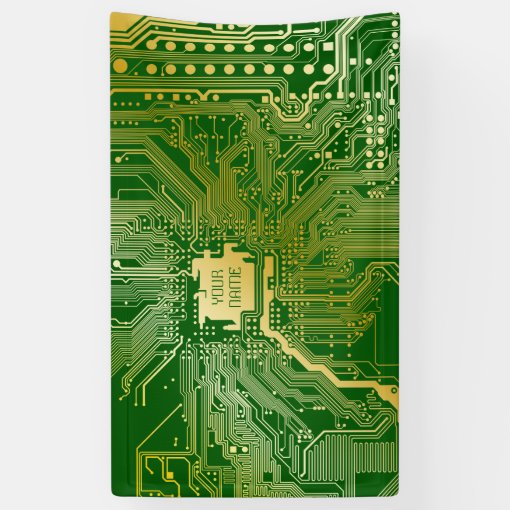 Monogram Circuit Motherboard Electronics Chip Tech Banner | Zazzle